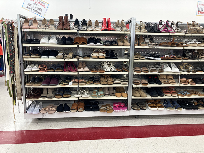The shoe section: where Cinderella would shop if her fairy godmother was on a budget. Dozens of styles waiting for their perfect match.