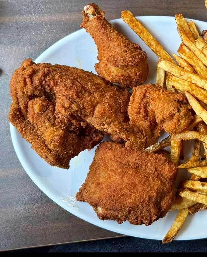 Golden-brown perfection that makes Colonel Sanders look like an amateur. This isn't just fried chicken; it's edible Ohio heritage on a plate.