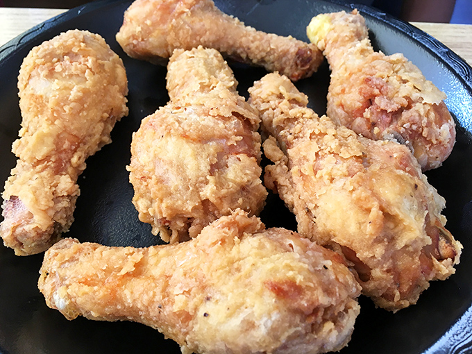 Golden perfection achieved! This fried chicken's crackling exterior gives way to juicy meat that would make Colonel Sanders weep with envy.