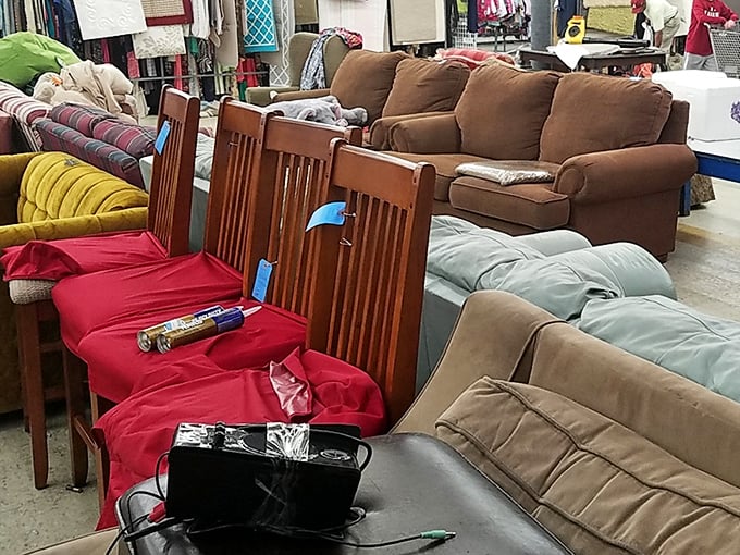 Furniture finds galore! That brown sofa might have stories to tell, but with a little TLC, it's ready to hear yours.