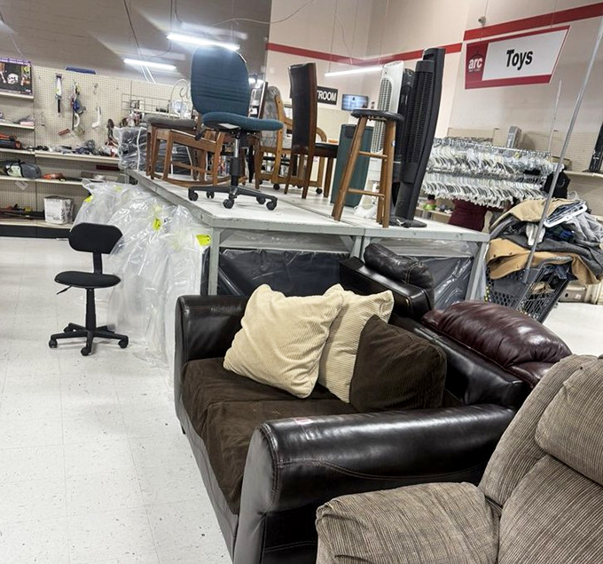 Furniture finds that span decades sit patiently waiting for their second act. That leather sofa has stories to tell&mdash;hopefully none involving cats.