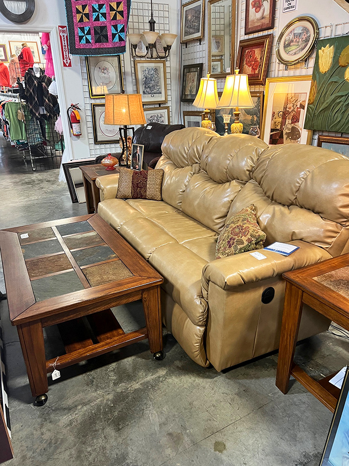 This leather sofa has seen stories unfold in someone else's living room&mdash;now it's ready for yours, complete with character.