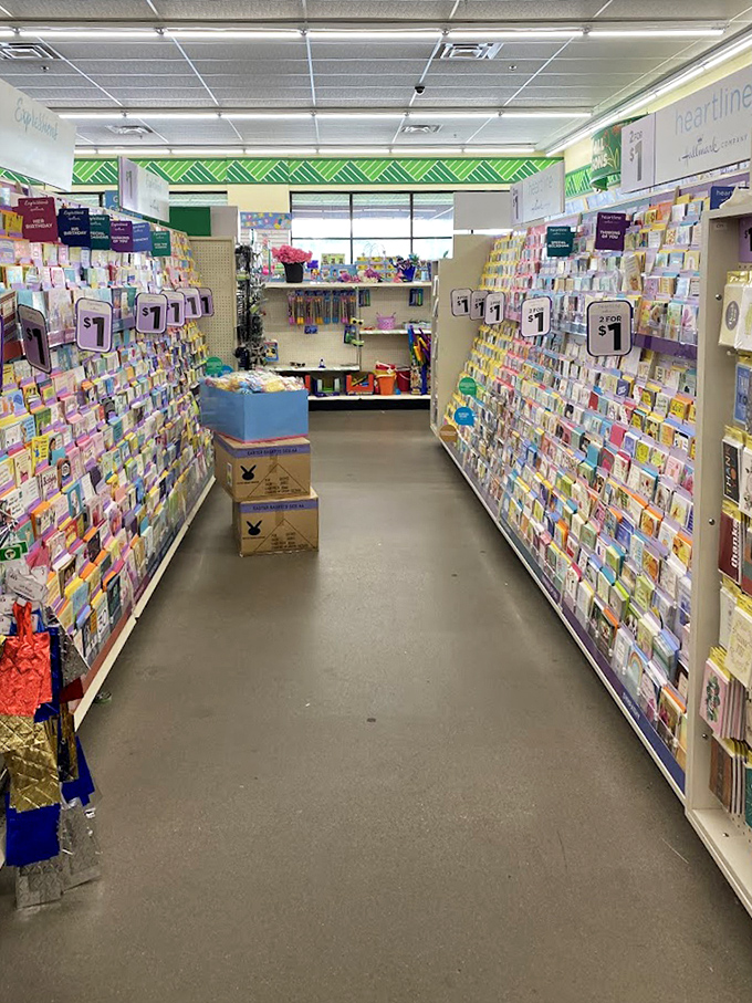 Greeting card heaven! Why spend five bucks elsewhere when you can find the perfect sentiment here for every occasion imaginable?