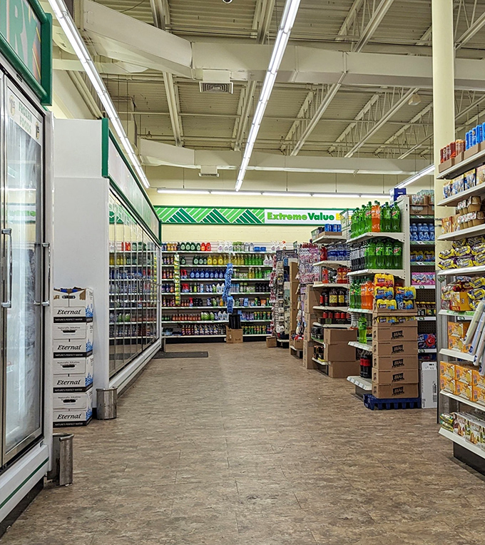 The grocery section rivals conventional stores, proving that feeding your family doesn't require emptying your wallet first.
