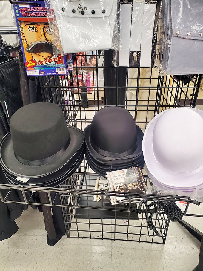 Fedoras, bowlers, and top hats, oh my! Channel your inner Sinatra or Chaplin without the Hollywood price tag.