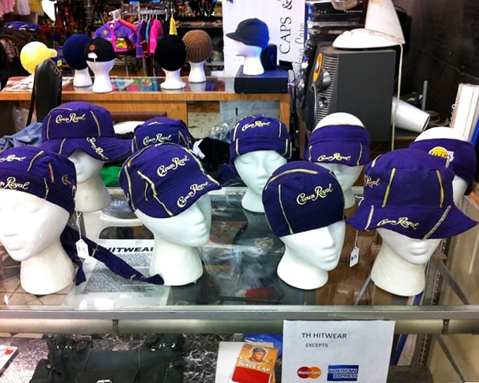 Hat heaven for the Crown Royal enthusiast! These blue beauties are waiting to shade your face while simultaneously announcing your beverage preferences. 