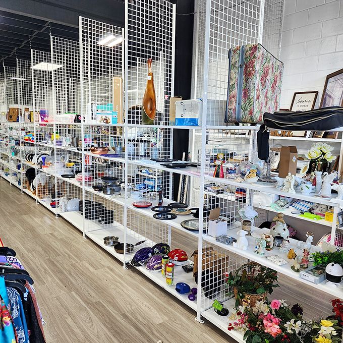 Everyday treasures await on these well-organized shelves. Someone's former kitchen gadget is about to become your new conversation piece.