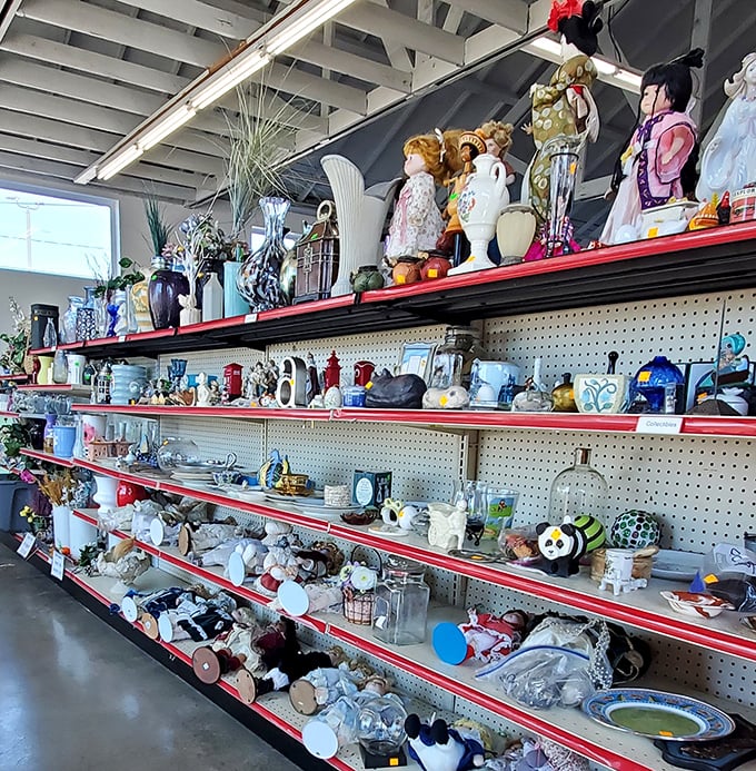 The home d&eacute;cor section: where porcelain figurines, vintage vases, and quirky collectibles gather like guests at the world's most eclectic dinner party.