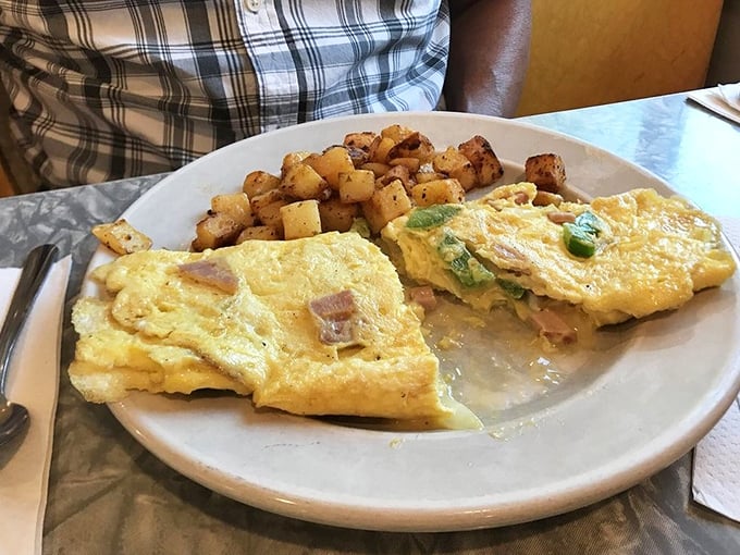 Fluffy eggs and perfectly seasoned home fries &ndash; the breakfast equivalent of a warm hug. Simple perfection on a plate.