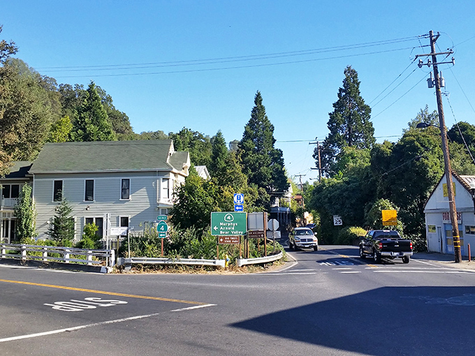 Where Highway 49 meets small-town charm. This intersection has probably seen more interesting characters than most big city subway stations.