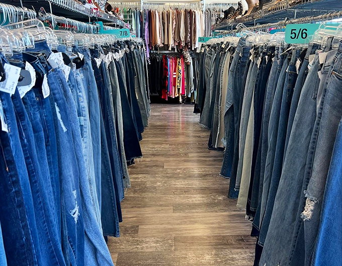 Denim for days! Navigate this blue jean boulevard to find your perfect pair&mdash;from skinny to boot-cut&mdash;all previously loved but looking for a second chance.