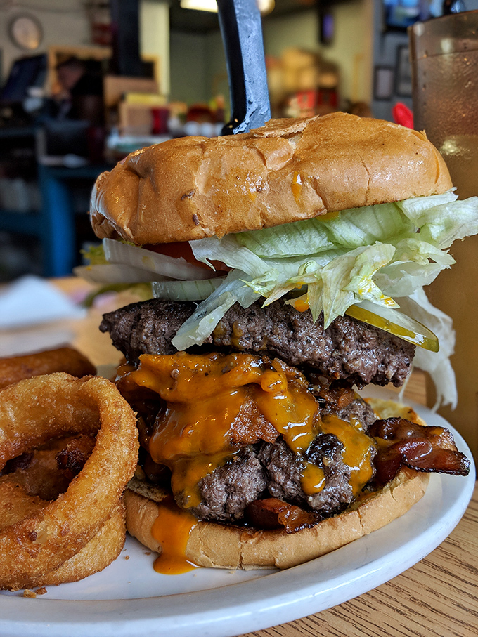 Behold the King Kong burger &ndash; a towering monument to beef, bacon, and cheese that requires both hands, several napkins, and zero regrets.