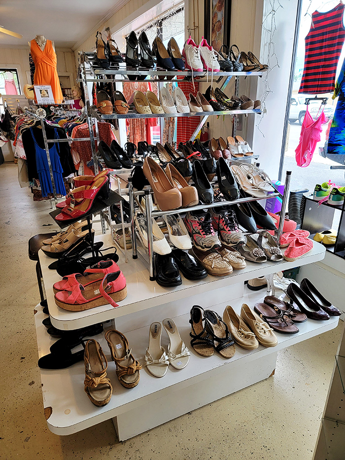 The shoe section: where Cinderella would shop if her fairy godmother was on a budget but still had impeccable taste.