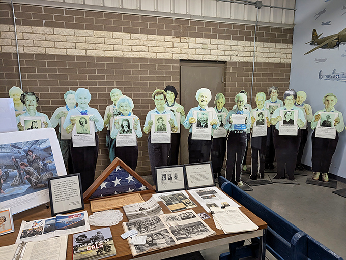 A touching tribute to the women who kept America flying. These cutouts represent the unsung heroes whose contributions soared beyond expectations.