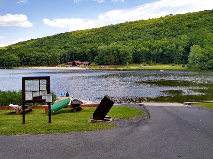 The lake stretches out like nature's welcome mat, inviting visitors to paddle, fish, or simply sit in awe of Pennsylvania's hidden aquatic gem.