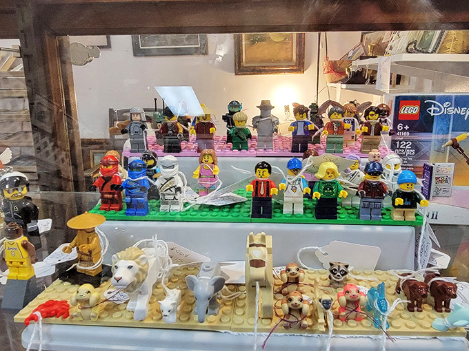 LEGO figurines standing at attention like tiny plastic sentinels of childhood. Even adults find themselves whispering, "I remember when..."