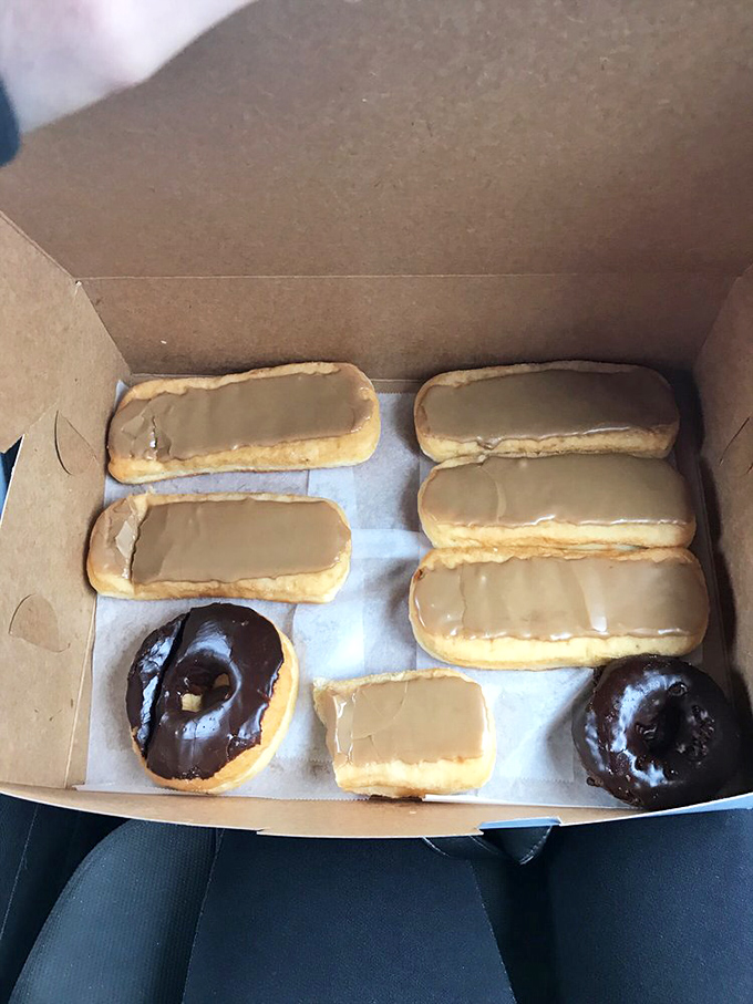 Maple bars lined up like sweet soldiers ready for duty. The glossy icing promises a maple experience that puts most pancake syrups to shame.