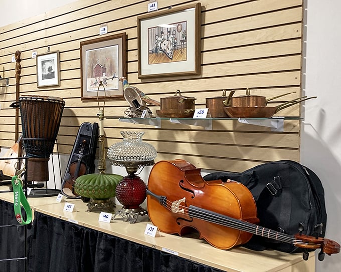 Musical instruments waiting for their encore performance, plus treasures that defy easy categorization.
