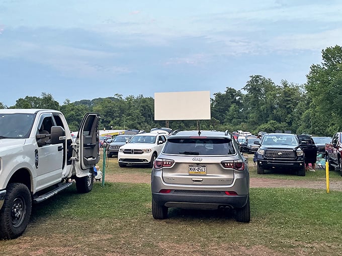 Cars gather like modern-day covered wagons, circling around the communal campfire of stories projected 40 feet high.