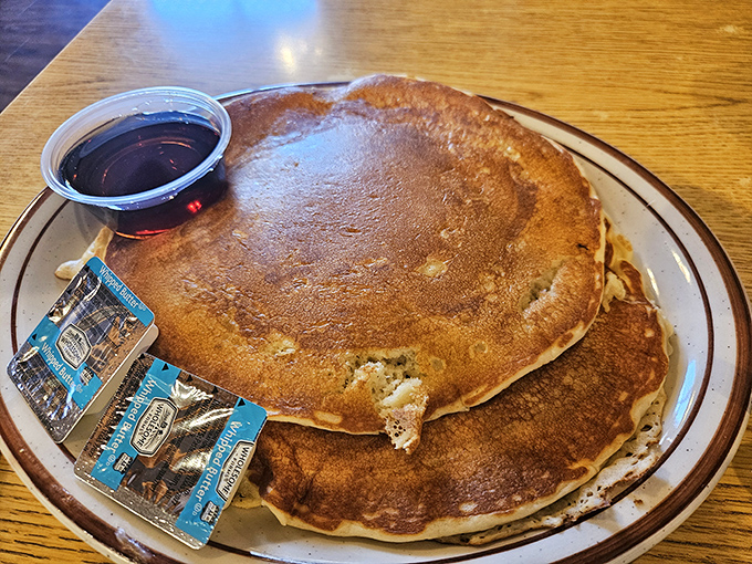 Golden-brown pancakes the size of frisbees &ndash; because sometimes breakfast should double as an Olympic sport.