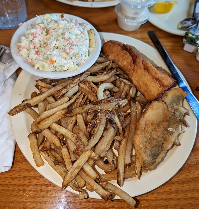 Golden-fried perfection meets homestyle coleslaw in this perch dinner &ndash; proof that sometimes the simplest preparations let fresh Lake Erie fish shine brightest.