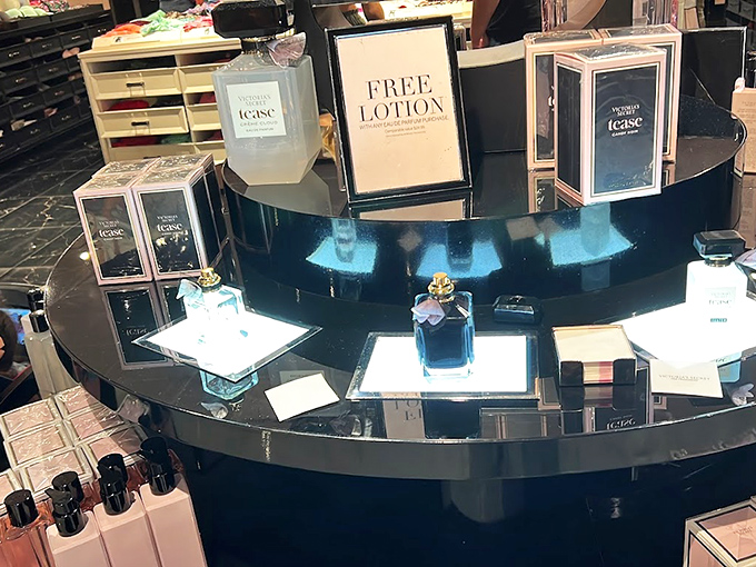 Perfume counters offer free samples that let you test-drive luxury—like borrowing a Ferrari for your wrists.