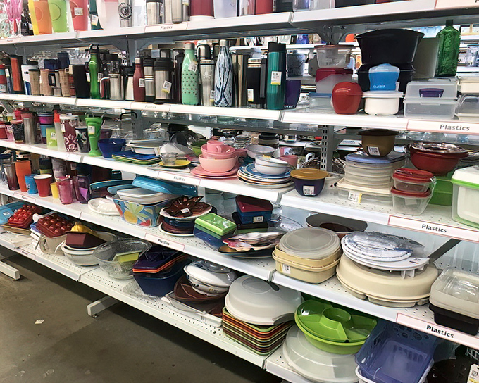 The plastic container aisle: where Tupperware parties of the past come to find new purpose, and meal-preppers discover their missing lids.