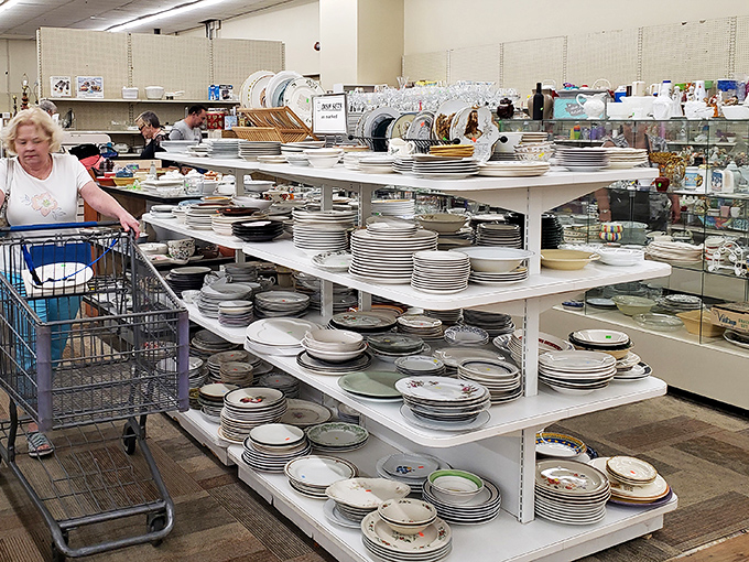 Dish paradise! Patterns from every decade create a ceramic timeline. Find that perfect replacement for grandma's broken plate or start a mismatched collection.
