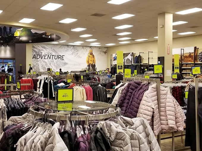 Adventure calls from every rack at Columbia, where Oregon's unpredictable weather meets its match in technical fabrics and cozy insulation.