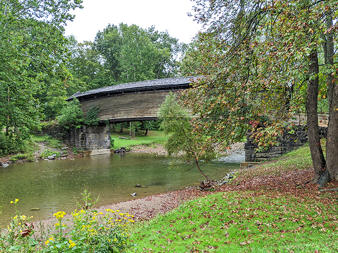 Nature frames history perfectly here, with the bridge's reflection dancing in Dunlap Creek. Monet would've set up his easel and forgotten lunch.