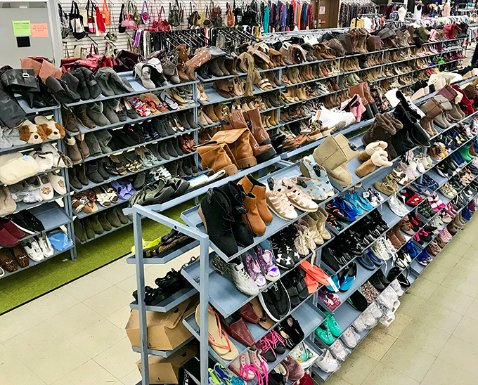 Footwear fantasies come true in this Cinderella scenario where the glass slippers are actually practical boots at impractical prices.