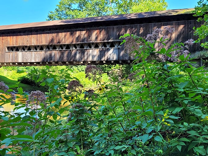 Nature doesn't just surround this bridge&mdash;it embraces it. Those wildflowers are practically giving the structure a standing ovation.