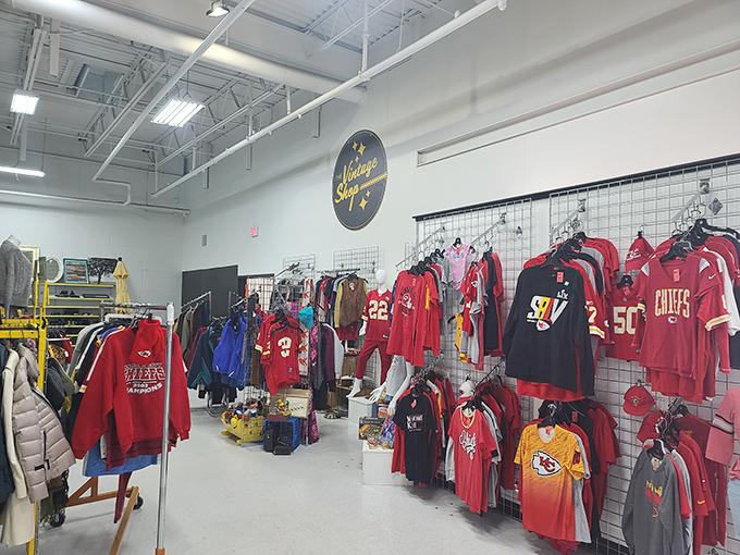 Chiefs Kingdom lives on in the vintage sports section, where yesterday's jerseys await their comeback story. Even Tom Brady would be impressed by this defensive line of memorabilia.