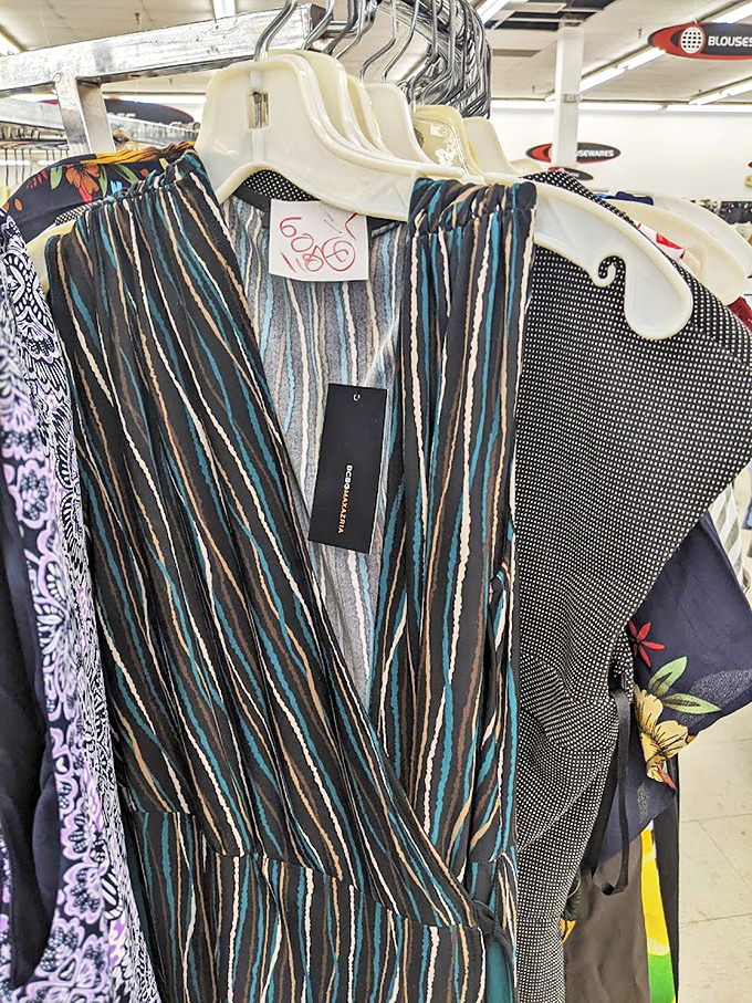 Fashion's greatest hits, making encore performances. This striped wrap dress still has its tags&mdash;someone's shopping regret becomes your closet's gain.