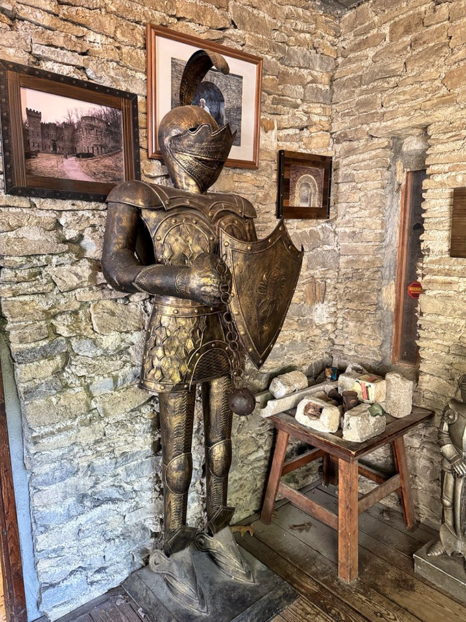 Not your average Ohio roommate! This silent sentinel stands guard in the castle's interior, probably wondering why no dragons have attacked Loveland yet.