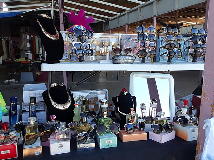 Designer-style sunglasses and jewelry displays prove luxury looks don't require luxury budgets at this Southern California gem.