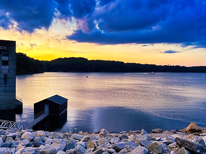 That moment when the sky puts on its evening formalwear. Monroe Lake sunsets make even smartphone photos look like they deserve gallery space.