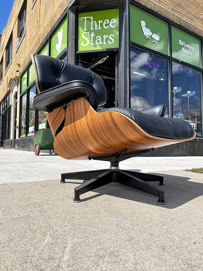 The Eames lounge chair&mdash;mid-century royalty holding court outside the shop. Like seeing a celebrity casually hanging out on the sidewalk.