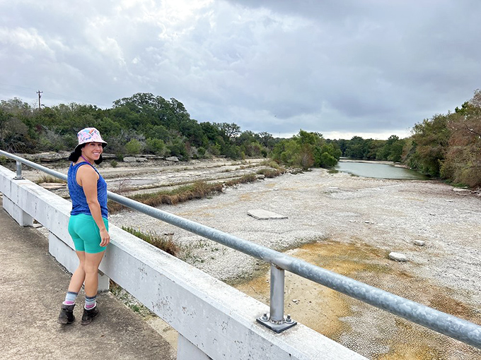 Taking in the view from the park's walking path&mdash;where drought conditions occasionally reveal the river's limestone bed, creating an otherworldly landscape.