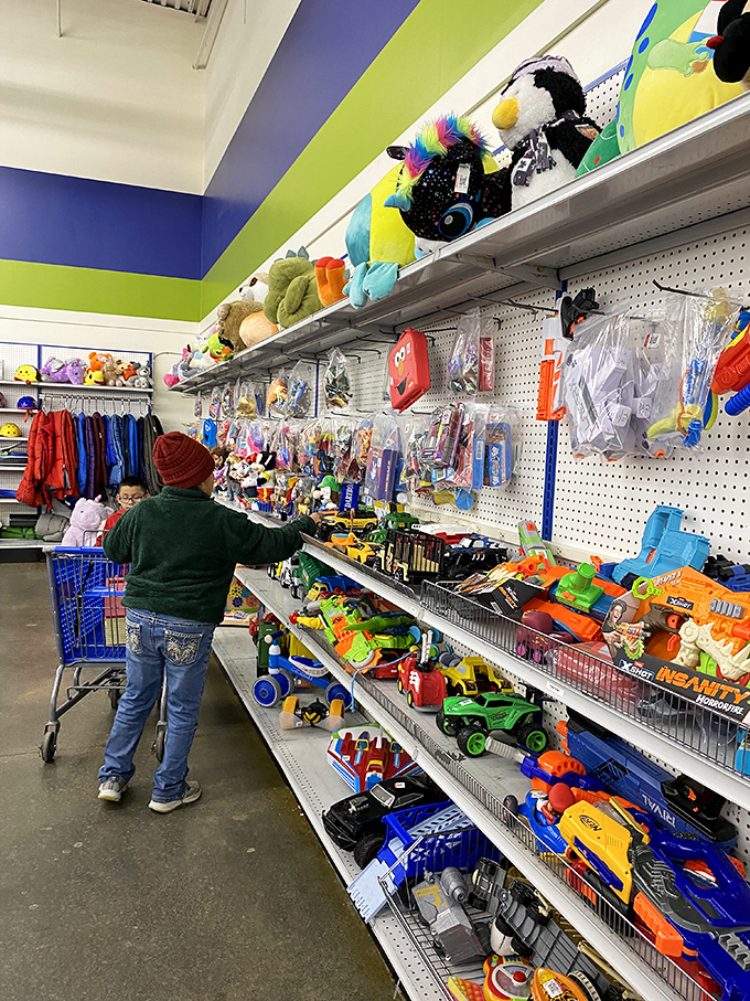 The toy section—where childhood dreams get a second chance and parents' wallets breathe a sigh of relief.