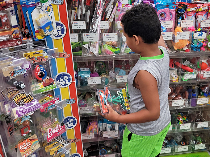 Kid in a candy store? More like kid in a toy store, where allowance money meets maximum temptation.