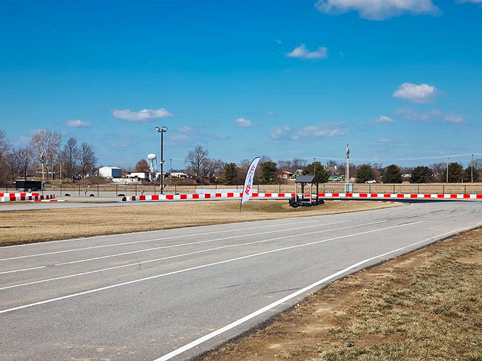 The track awaits its next competitors like a blank canvas for speed artists. Those red and white barriers? They're not just decorative.