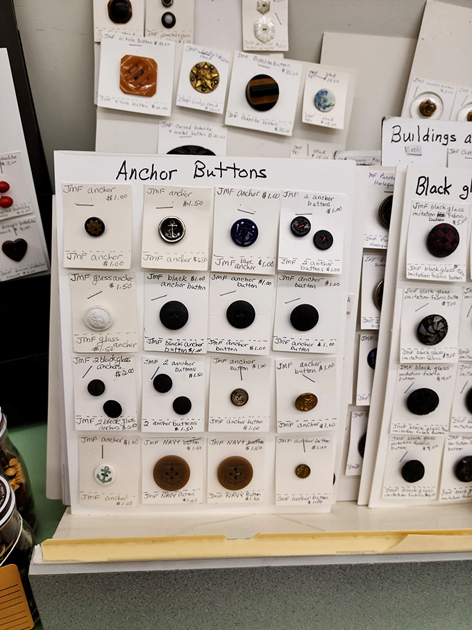 Anchor buttons galore! Each tiny disc represents a maritime tale waiting to be sewn into your next vintage-inspired project.
