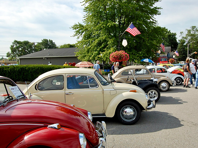 Classic Volkswagen Beetles lined up like candy-colored time machines, reminding us that in Roanoke, nostalgia isn't just remembered&mdash;it's polished to a high shine and proudly displayed.