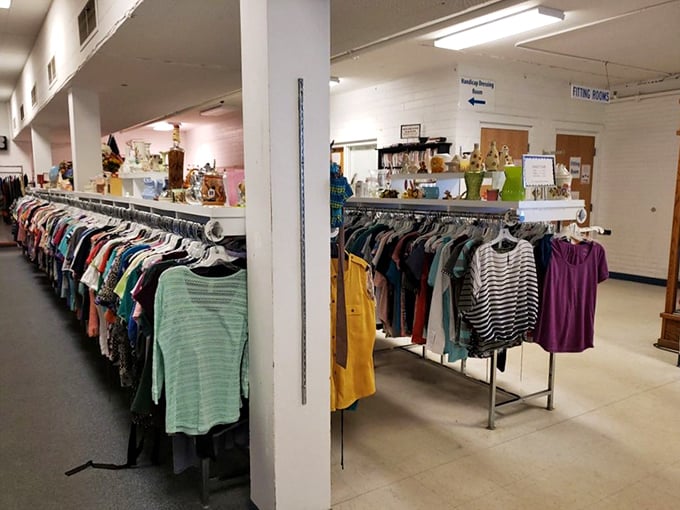 Clothing racks stretch into the distance like a fashionista's fever dream, organized and actually navigable for once.