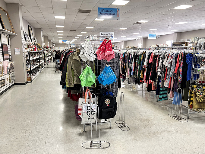 Racks upon racks of possibilities in the women's department, each hanger holding someone's future favorite outfit.