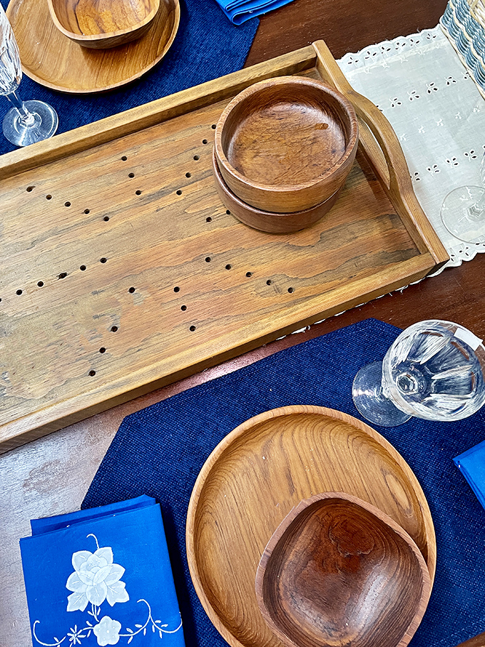 Handcrafted wooden serving pieces that tell stories of family gatherings past, ready for their next chapter in your home.
