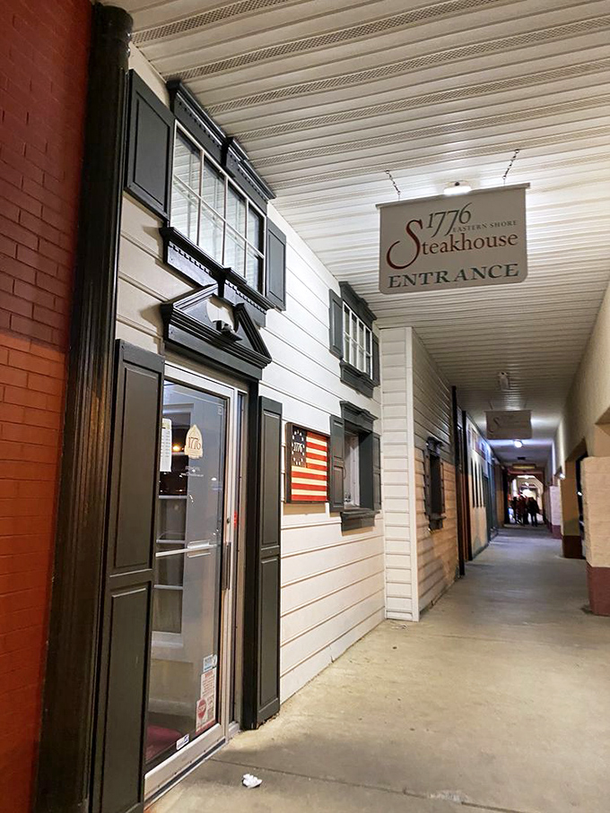 "Follow this colonial-inspired corridor to beef paradise. George Washington would approve of their dry-aging technique!"