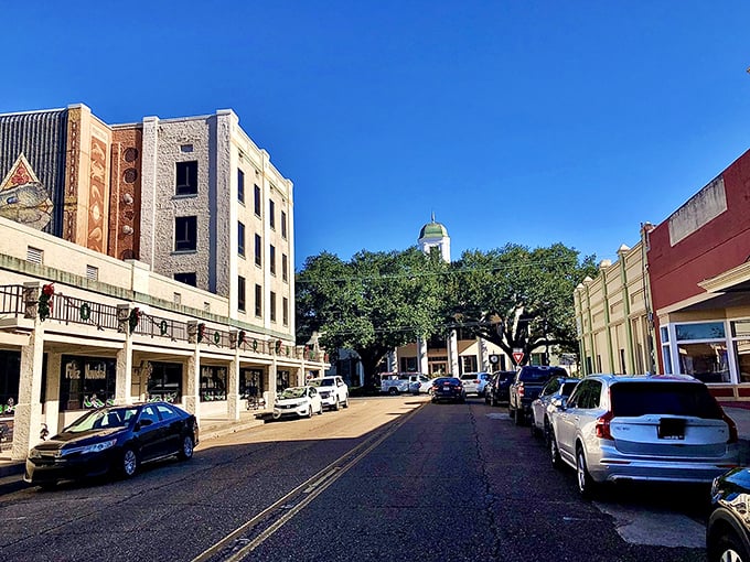 Abbeville's historic downtown square features beautiful architecture and budget-friendly shopping. That corner building has stories to tell!