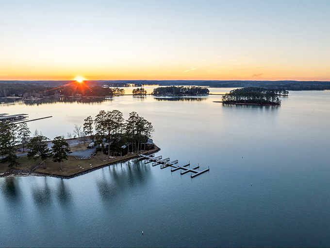 Dawn breaks over Alexander City's island-dotted waters like nature's own fireworks display&mdash;a million-dollar view on a Social Security budget.